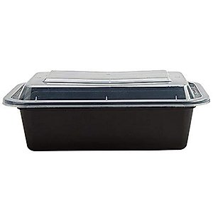 Nicole Home Collection Rectangular Food 24 oz | 7" x 5" | Black | Pack of 5 Microwaveable Containers with Lid (02241)