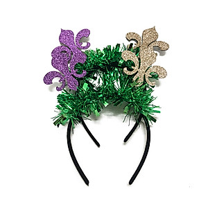 SSTX 2 Pack Mardi Gras Headbands Sequin Stretchy Glitter Headbands for Carnival Party Costume(Classic)