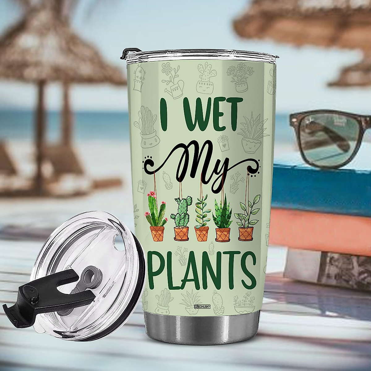 BECHUSKY Plant Lover Gifts for Women, Plant Gifts, I Wet My Plants Tumbler, Plant Mom Tumbler, Plant Tumbler For Plant Lovers, Plant Mom Gifts, Cool Plant Gifts, Woman Mothers Day, Tumbler Coffee 20OZ