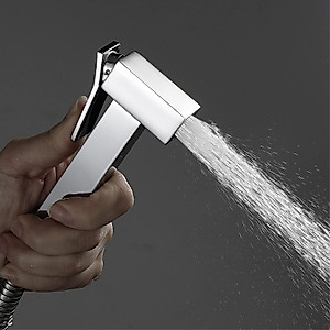 Ksunun Handheld Bidet Sprayer Square Cloth Diaper Sprayer, Brass Bidet Sprayer for Toilet with Water Pressure Control, Handheld Bidet Sprayer for Toilet Set,Chrome Plated