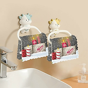 VIGTRO 6 Pack Super Absorbent Winter Kitchen Towels,Christmas Gnome Candle Premium Dish Cloths Towels, Let It Snow Washable Fast Drying Dish Rags Reusable Cleaning Cloth 11x11