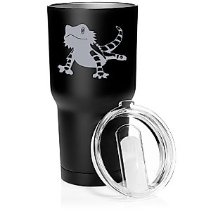 Smooth Body Tumbler Stainless Steel Vacuum Insulated Travel Mug Cup Gift Bearded Dragon Lizard (30 oz, Matte Black)