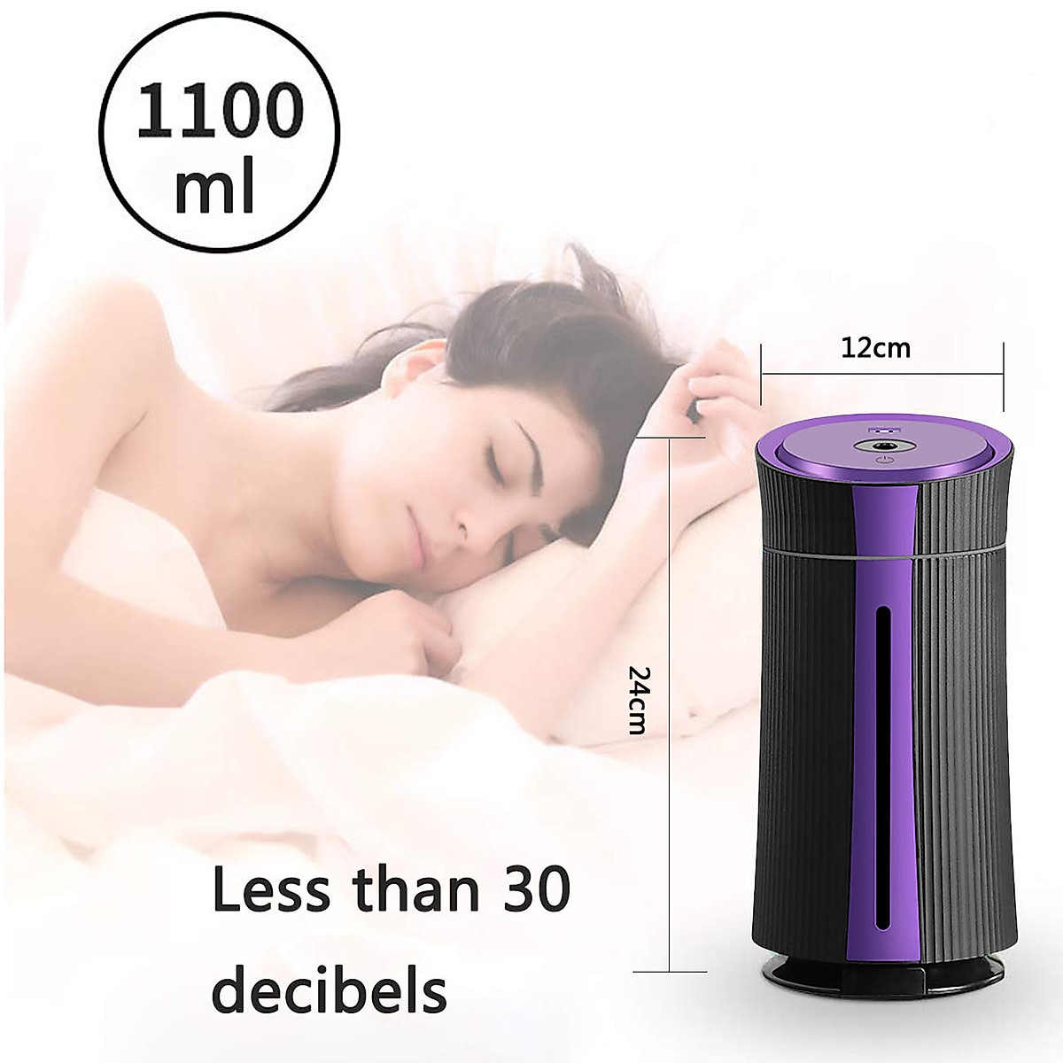 Cool Mist Humidifier, 1100ml Air Humidifier Mini,Ultrasonic Humidifier With Led Light Quiet Operation For Bedroom, Home,Large Room, Baby Room
