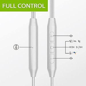 Avantree E171 - Sports Earbuds Wired with Microphone, Sweatproof Wrap Around Earphones with Over Ear Hook, in Ear Running Headphones for Workout Exercise Gym Compatible with Cell Phones - White