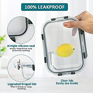 M MCIRCO [5-Packs, 30 Oz] Glass Meal Prep Containers with Snap Locking Lids Glass Food Containers,Airtight Lunch Container,Microwave, Oven, Freezer and Dishwasher