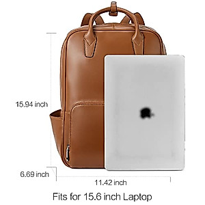 BOSTANTEN Laptop Backpack for Women 15.6 inch Computer genuine leather backpack purses College Travel Daypack large satchel Brown