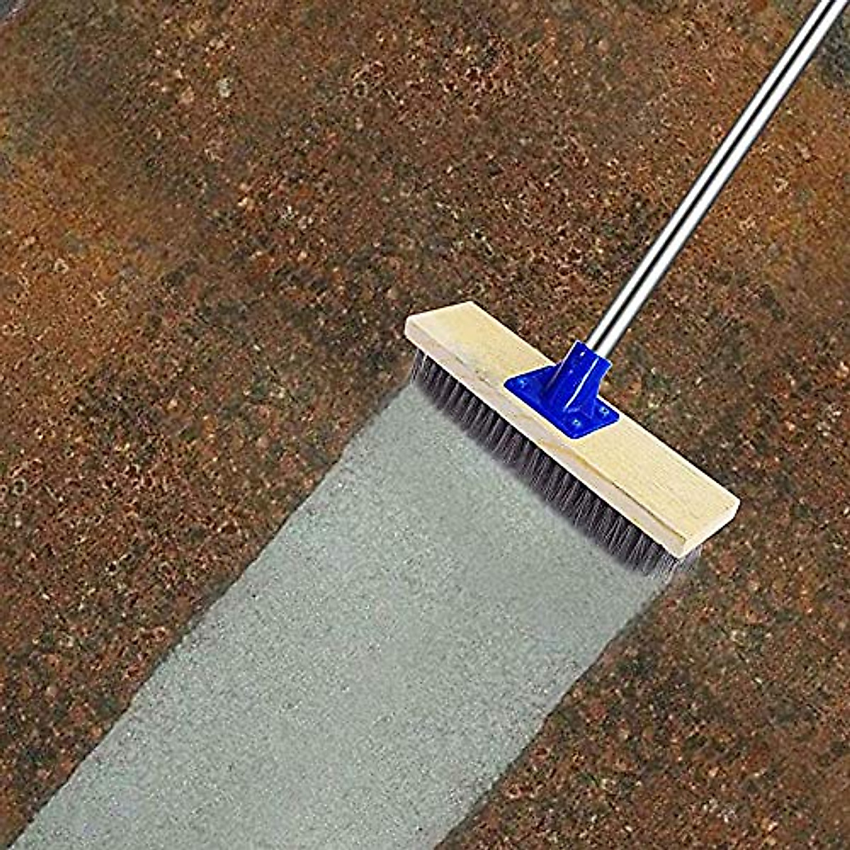 YCUTE Deck Brush, Stainless Steel Wire with Long Handle 43", Perfect for Algae, Tough Stains on Concrete, Swimming Pool, Walkways and Patio