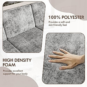 Shahoo Sectional Couch Living Room Sets Chenille Fabric U-Shaped Sofa with Double Chaises, Dark Gray