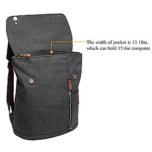Wxnow Canvas Leather Backpack Laptop Rucksack Casual Outdoor Travel Daypack School Bag for Men Women Khaki