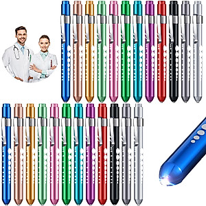 Rossesay 24 Pack Pen Light for Nurse Reusable Pen Light with Pupil Gauge, Colorful Nurse Accessories with Pocket Clip for Nurses Doctors Students Gifts Daily Use, 10 Colors