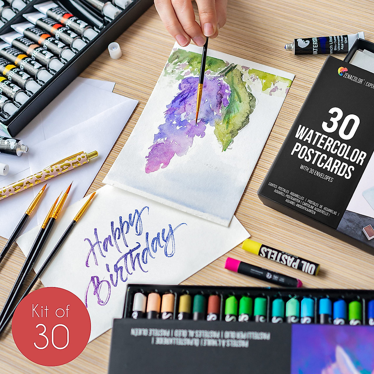 Blank Watercolor Cards with Envelopes NOT FOLDED - 30 Pack : 30 Postcards and 30 Envelopes 5x7" - Watercolor Postcards 300GSM - DIY Thank You Card, Greetings Cards, Christmas, Invitations, Birthday