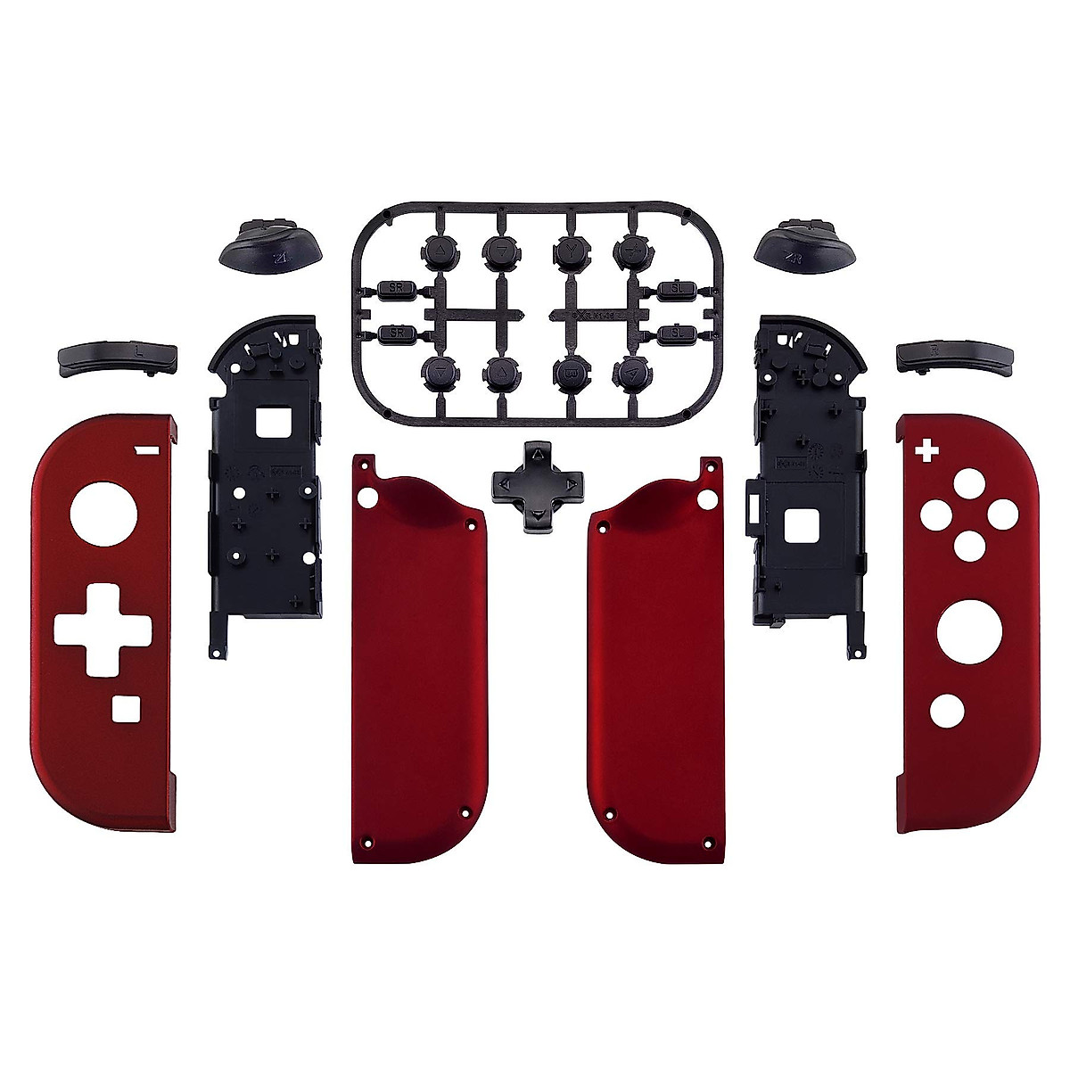 eXtremeRate Scarlet Red Joycon Housing Shell (D-Pad Version) with Full Set Buttons for Nintendo Switch, Replacement Faceplate for Nintendo Switch Dock – Joy-Con Dock NOT Included