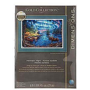 Dimensions Gold Collection Counted Cross Stitch Kit, Northern Night, 16 Count Dove Grey Aida, 16'' x 11'', Multicolored