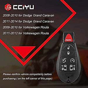 cciyu 1X Replacement Keyless Entry Remote Control Car Key Fob 7 Buttons Replacement for 08 09 10 11 12 13 14 for Volkswagen Routa for Dodge for Grand for Caravan for Chrysler Town Country 56046708AA