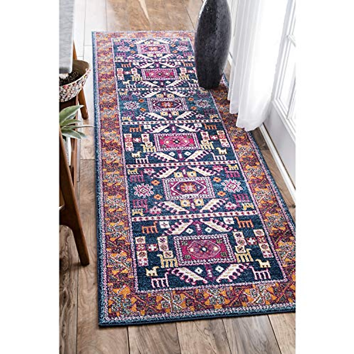 nuLOOM Marisela Tribal Runner Rug, 2' 8" x 8', Navy