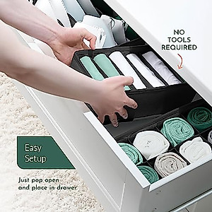 Dresser Organizer, [8 Pk] Black Fabric Dresser Drawer Organizers (4 Sizes With 90 Slots) Foldable Underwear Drawer Organizer Breathable Bins for Bra, Lingerie, Socks, Scarves, Belt, Tie, Baby Clothes.