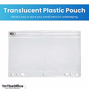 1InTheOffice Clear Pencil Pouch, Pencil Pouch for 3 Ring Binder, Zippered, Vinyl, 8 Pack