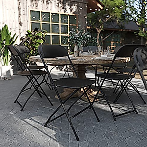Flash Furniture Hercules Plastic Folding Chair - Black (10 Pack) | Lightweight, Durable, and Comfortable Event Chair | 650LB Weight Capacity