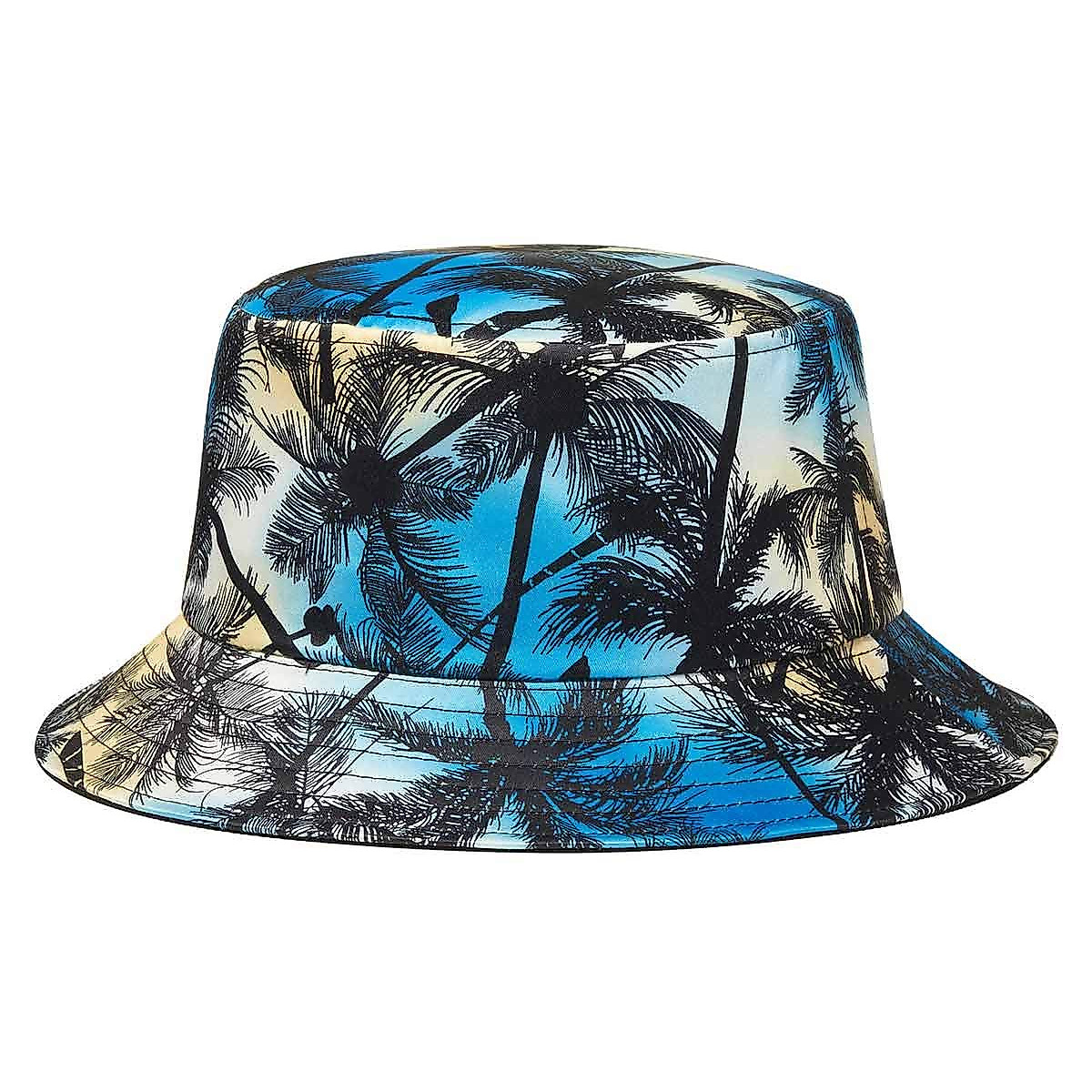 Quanhaigou Unisex Sun Hats, Fashion Beach Bucket Hat for Men Women,Summer Outdoor Boy's Girls Boonie Cap Breathable Packable (Palm Tree)
