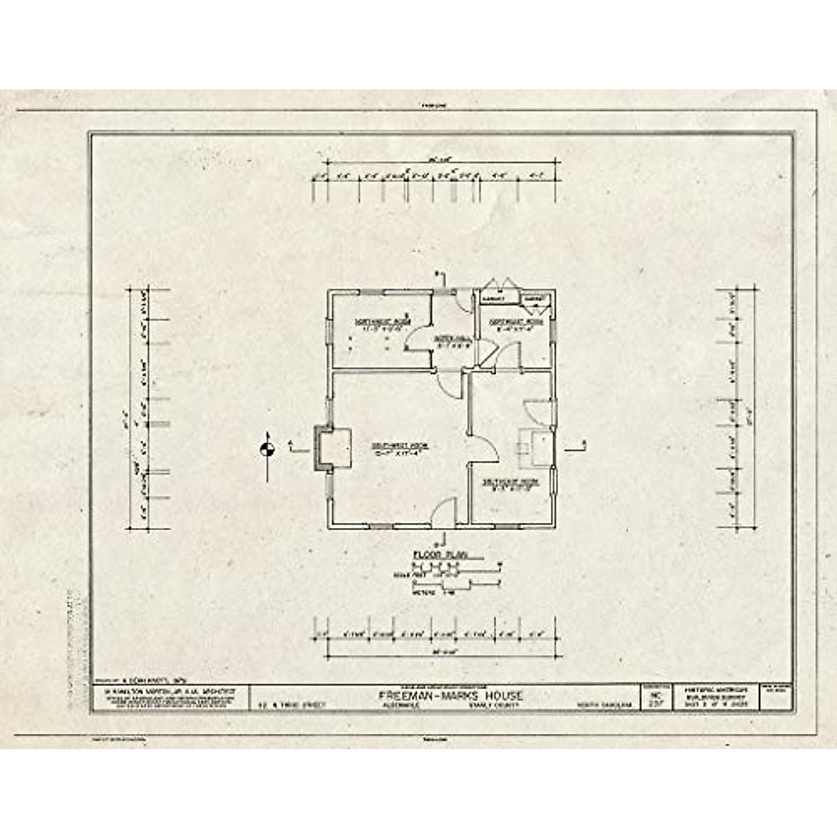 Historic Pictoric : Blueprint HABS NC,84-ALB,1- (Sheet 2 of 4) - Freeman-Marks House, 112 North Third Street, Albemarle, Stanly County, NC 20in x 16in