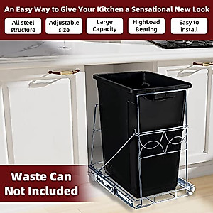 Pull Out Trash Can for Under Cabinet, Adjustable Slide Out Shelf for Kitchen, Cabinet Trash Can Pull Out Kit- bin not Included