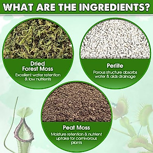 DUSPRO Carnivorous Plant Soil Mix 5oz - Include Forest Moss, Peat Moss, Perlite Potting Mix for Carnivorous Plants, Venus Fly Traps Plants, Pitcher Plant, Butterworts, Sundews - Carnivorous Plant Food