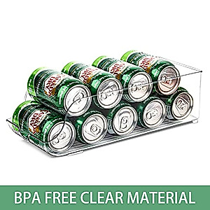 2 Pack Soda Can Organizer for Refrigerator, Can Orgainzer for Pantry, Kitchen, Countertops, Cabinets, Clear Plastic Canned Food Dispenser, Beverage Holder, Can Dispenser