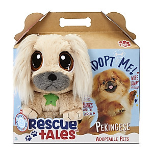 Little Tikes Rescue Tales Pekingese Adoptable Pet, Interactive Plush Toy Dog Stuffed Animal, Wags Tail, Puppy Sounds, Collar, Doghouse Playset- Gifts for Kids, Toys for Girls & Boys Ages 3 4 5+ Year