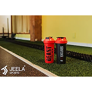 JEELA SPORTS - 2 PACK Protein Shaker Bottles for Protein Mixes With Shake Ball - 24 Oz, Dishwasher Safe Blender Shaker Bottles, Shaker Cup for Protein Shakes for Pre & Post Workout- Gifts, Gym