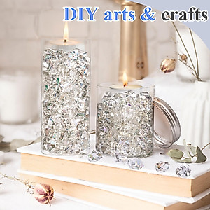 FUTUREPLUSX 180PCS Bright Clear Fake Ice Rocks, Acrylic Fake Crushed Ice Rocks Diamonds Gems DIY Crafts Vase Fillers for Party Fish Tank Table Scatter Props Display