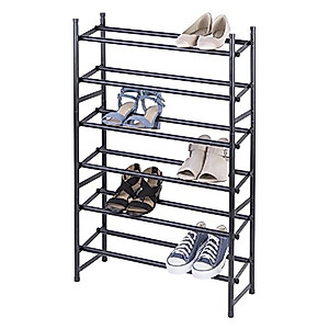Richards Telescoping Stackable/Expandable Free Standing Shoe Rack, 2-Tier Holds Up To 10-Pair, Matte Black