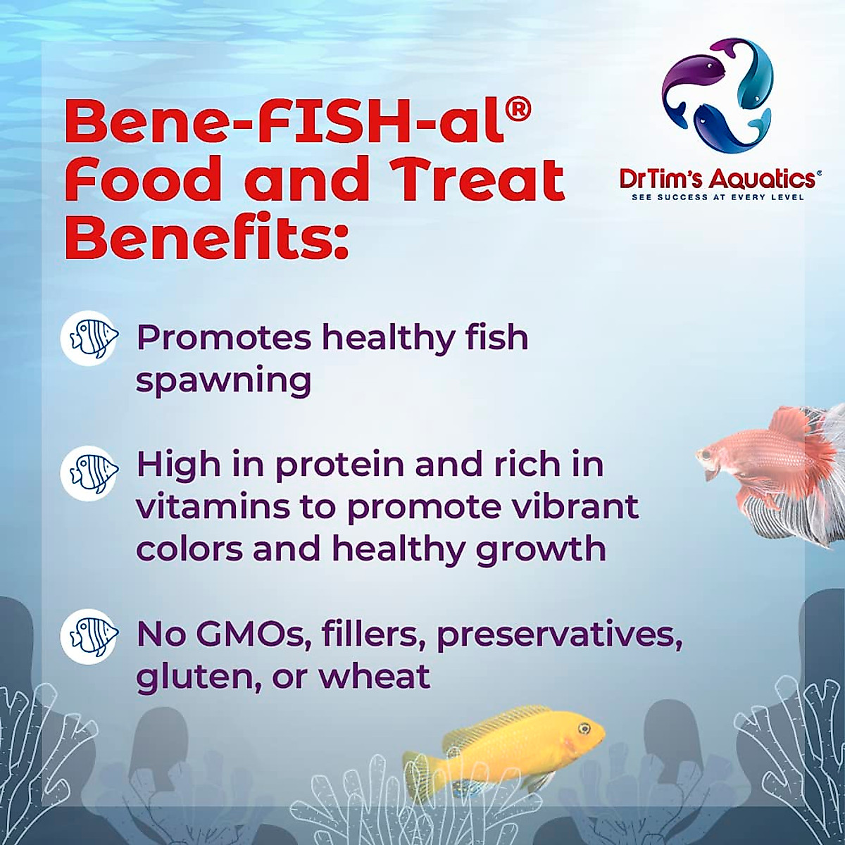 DrTim's Aquatics - Bene-Fish-al® Food and Treats - Fish Food Enhancer - for Freshwater Fish or Marine Fish - 0.31 oz. Grinder - Peas