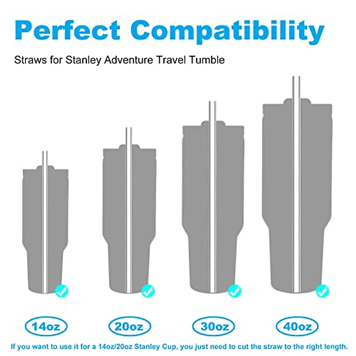 8 Pack Replacement Straw for Stanley Adventure Quencher 40 oz 30 oz Cup Tumbler, Reusable Straws for Stanley 40 oz & Simple Modern Tumbler with Handle, with Cleaning Brush for Stanley Cup Accessories