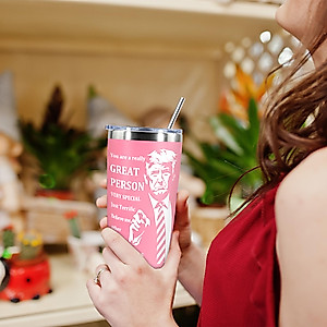 20oz Travel Coffee Mug, Sometimes You Forget You Are Awesome Coffee Tumbler, Thank You Gifts for Men Women, Inspirational Gifts, Stainless Steel Tumbler with Lid and Straw, 20 Oz Tumbler, Pink