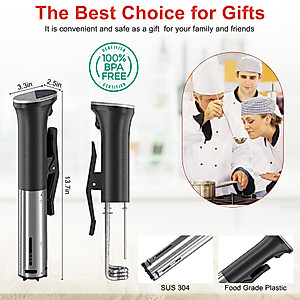 Sous Vide Machine, Sous Vide Cooker 1100W, Sous Vide Precisional Machine, Ultra-quiet Fast-Heating Immersion Circulator Cooker with Touch Control, Accurate Temperature, Time Control, IPX7 Waterproof