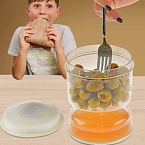 Pickle and Olives Jar Container With Strainer Flip Hourglass, Hourglass Jar Kimchi Jar Dry and Wet Separation Kitchen Pickled Cans Plastic Household Cylinder Fermentation Storage Tank（2PSC Brush）