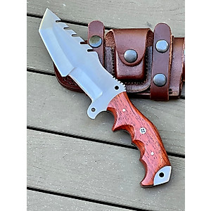 TR-1168 Custom Handmade Damascus Steel 10 Inches Tracker Knife - Perfect Grip walnut wood Handle (TR-2150)