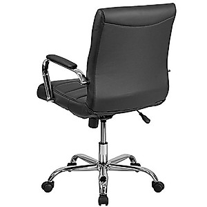 Flash Furniture Vivian Mid-Back Black Vinyl Executive Swivel Office Chair with Chrome Base and Arms