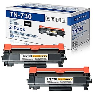 2-Pack Black TN730 Toner Cartridge TN-730 Replacement for Brother TN-730 TN730 to Use with HL-L2350DW HL-L2395DW HL-L2390DW HL-L2370DW MFC-L2750DW MFC-L2710DW DCP-L2550DW Printer Toner