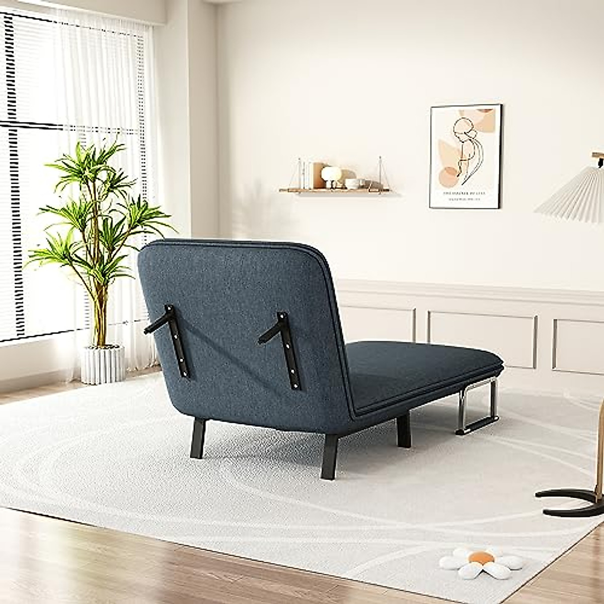 Haplized Convertible Chair Bed, Tri-Fold Sofa Bed with Adjustable Backrest & Pillow, Leisure Chaise Lounge Couch with Sturdy Steel Frame for Home & Office, Comfortable Sleeper Chair (31.5")