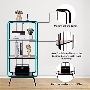 4-Tier Bookshelf, Modern Wooden Bookcase with Metal Frame, Vertical Standing Shelf for Bedroom, Living Room and Home Office, Storage Rack, Display Shelf for Plant, Book and Craft, Rustic Brown