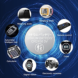Nightkonic 15 pcs Pack - CR2450 Battery 3v Lithium Button Cell Coin 2450 Batteries