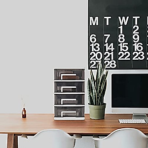 4 Drawer Plastic Storage - Plastic Storage Bins with Drawers, Desktop Storage Drawers Clear Drawers Storage Box for Home (25.2 * 21.1 * 15.2CM)