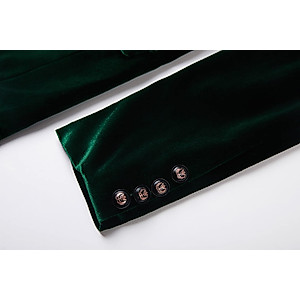 WZIKAI Mens Velvet Blazer One Button Slim Fit Solid Fashion Suit Jacket Sport Coat for Wedding Prom Dinner Party Green XXXL