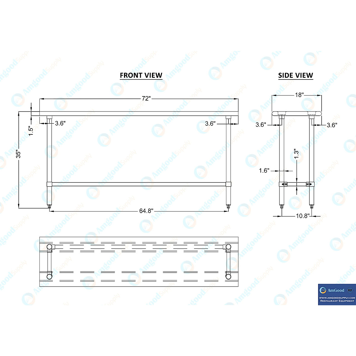 18 in. x 60 in. Open Base Stainless Steel Work Table | Residential & Commercial | Food Prep | Heavy Duty Utility Work Station | NSF