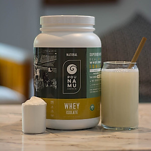 Pounamu Natural Whey Protein Isolate Powder, 28g Protein, 7.3g BCAAs, 4g Leucine | New Zealand Free-Range, Grass-Fed Dairy | Gluten-Free, Keto, Kosher | 2LB, 30 Servings