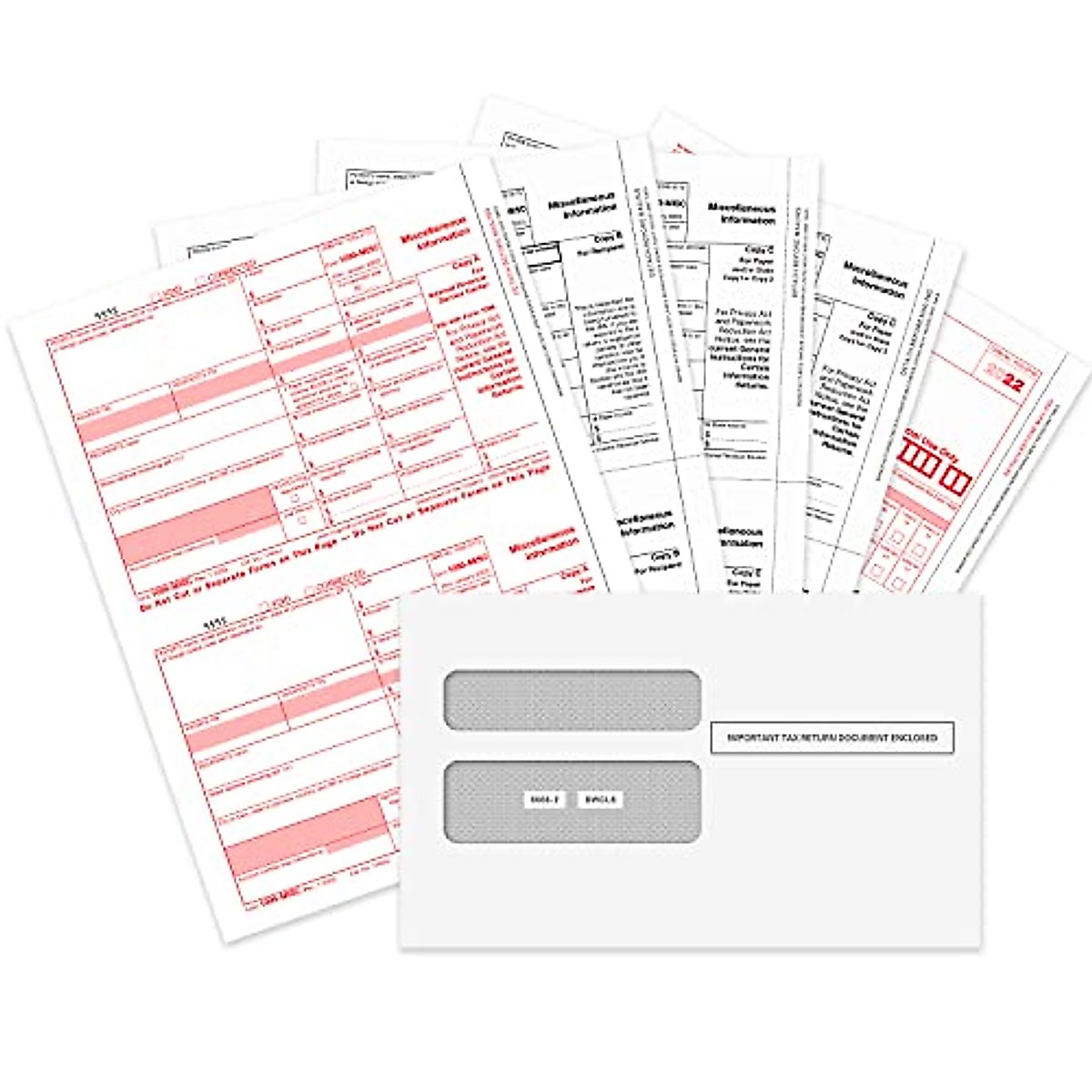 1099 MISC Forms 2022, 4 Part Tax Forms Kit, 25 Vendor Kit of Laser Forms Designed for QuickBooks and Accounting Software, 25 Self Seal Envelopes Included