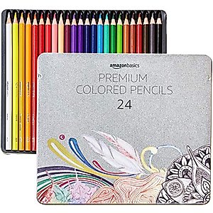 Amazon Basics Premium Colored Pencils, Soft Core, 24 Count (Pack of 1)