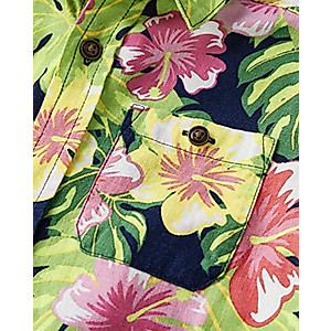 Gymboree,Boys,Matching Family Short Sleeve Button Up Shirt Dad, Big Kid, Toddler,Aloha Floral,2T