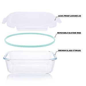 Moretoes 9pcs Glass Meal Prep Container, Glass Food Storage Containers with Lids, Meal Prep Lunch Boxes, Airtight, Glass, Leakproof Containers Set, Glass Food Storage Containers with Lids